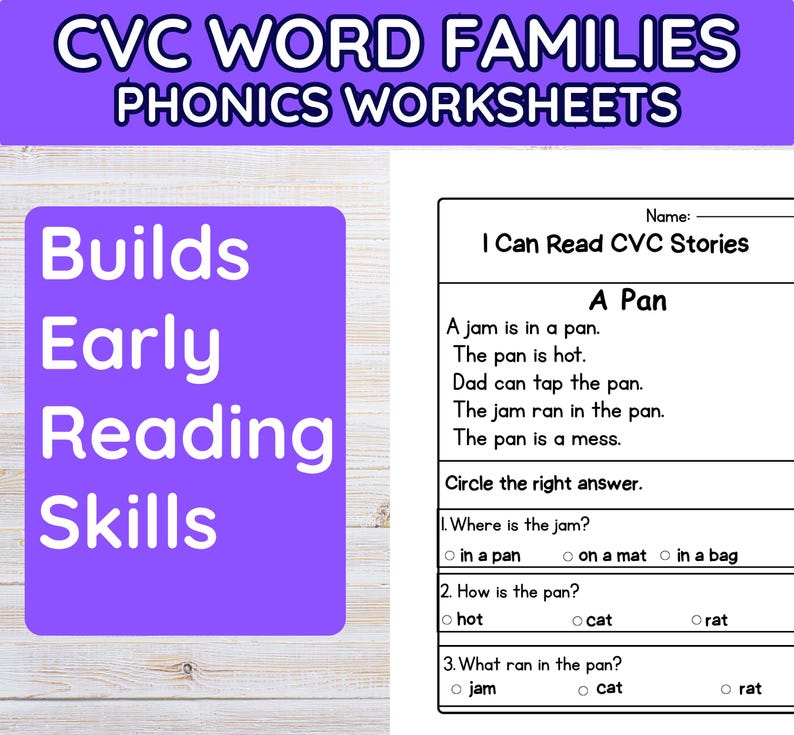 CVC Word Families Worksheets | a E I O U Phonics Worksheets Mega Bundle ...