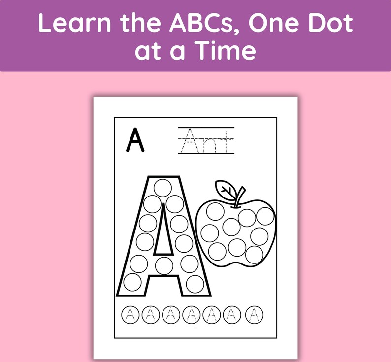 50 Dot Marker Coloring Pages Bundle | Letters, Numbers, Shapes ...