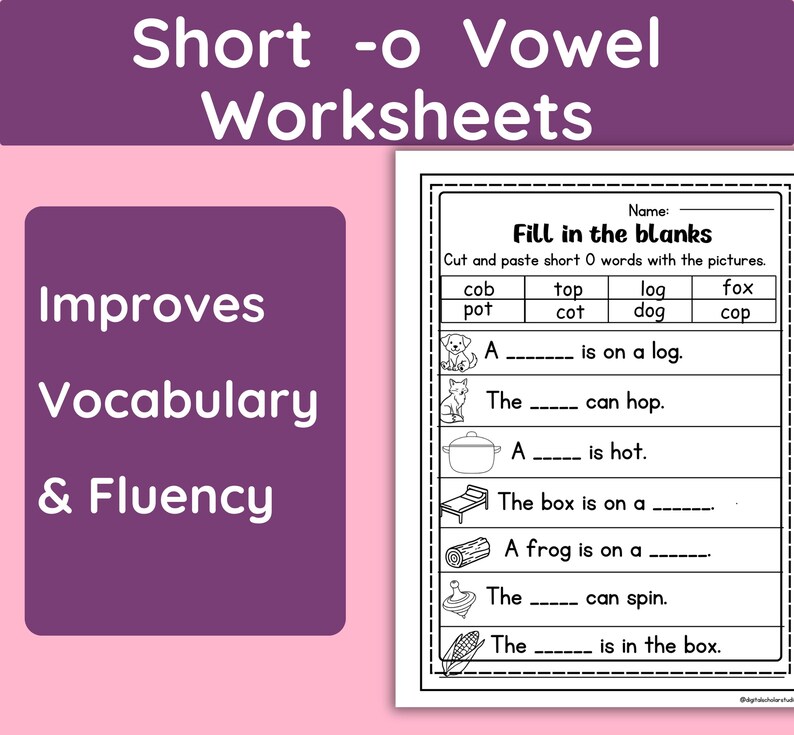 Short Vowel O CVC Worksheets | Kindergarten Phonics Activities | Early ...