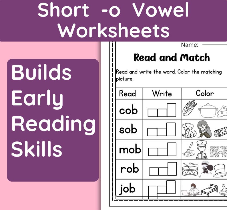 Short Vowel O CVC Worksheets | Kindergarten Phonics Activities | Early ...