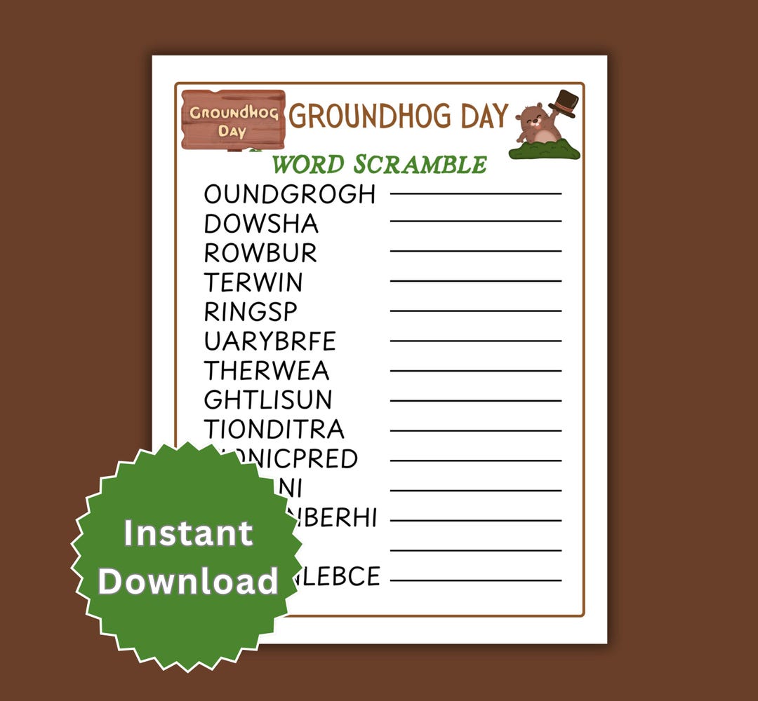 Groundhog Day Word Scramble | Printable Winter Game - Etsy