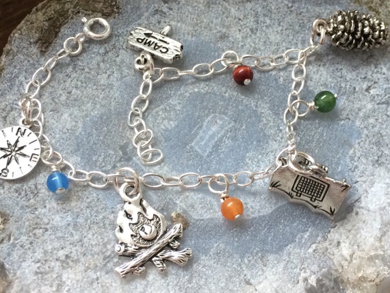 Camping Themed Charm Bracelet | Etsy