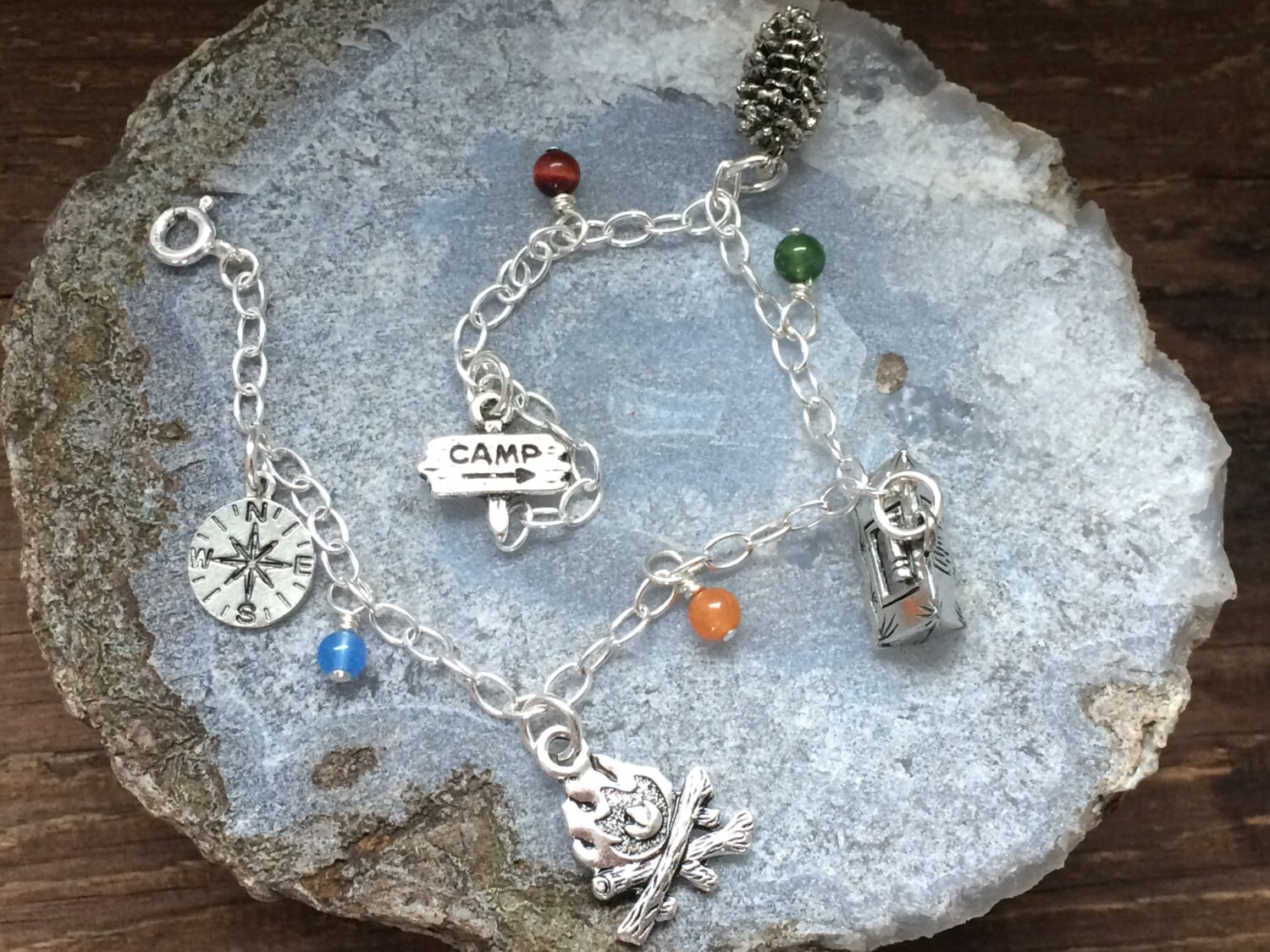 Camping Themed Charm Bracelet - Etsy