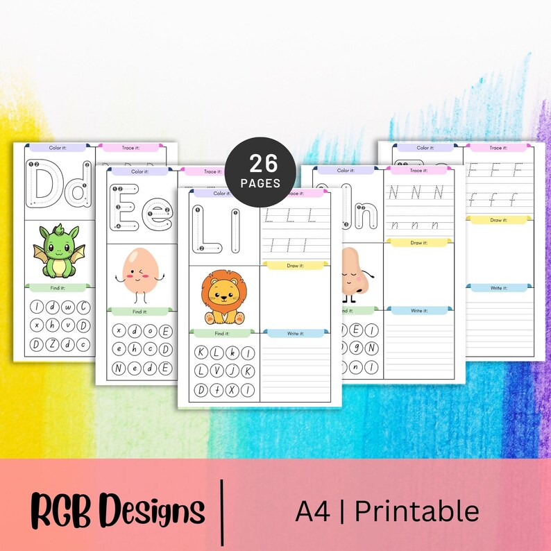 Letter of the Day Worksheets: A-Z Alphabet Tracing (printable PDF) - Etsy