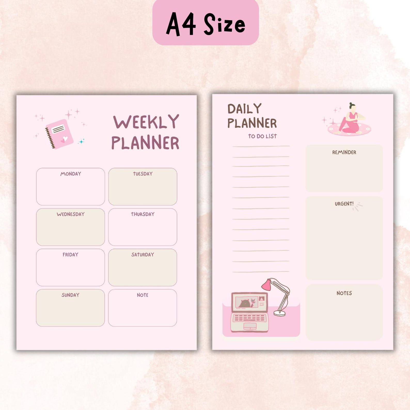 Pink Floral Printable Planner Bundle | 10-in-1 Elegant Digital Planning ...