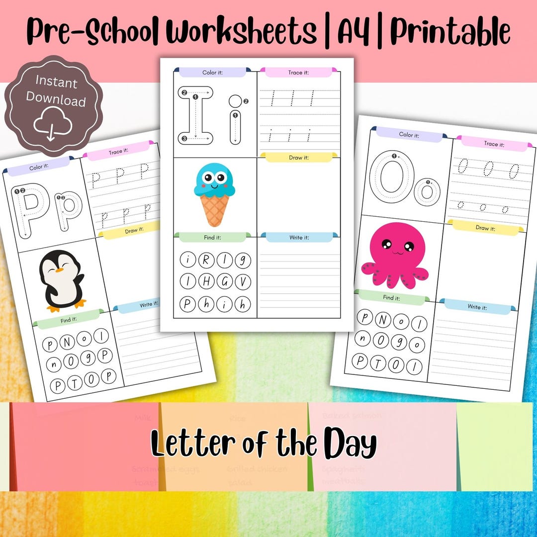 Letter of the Day Worksheets (homeschool, Preschool, Pre-k, Alphabet, a ...