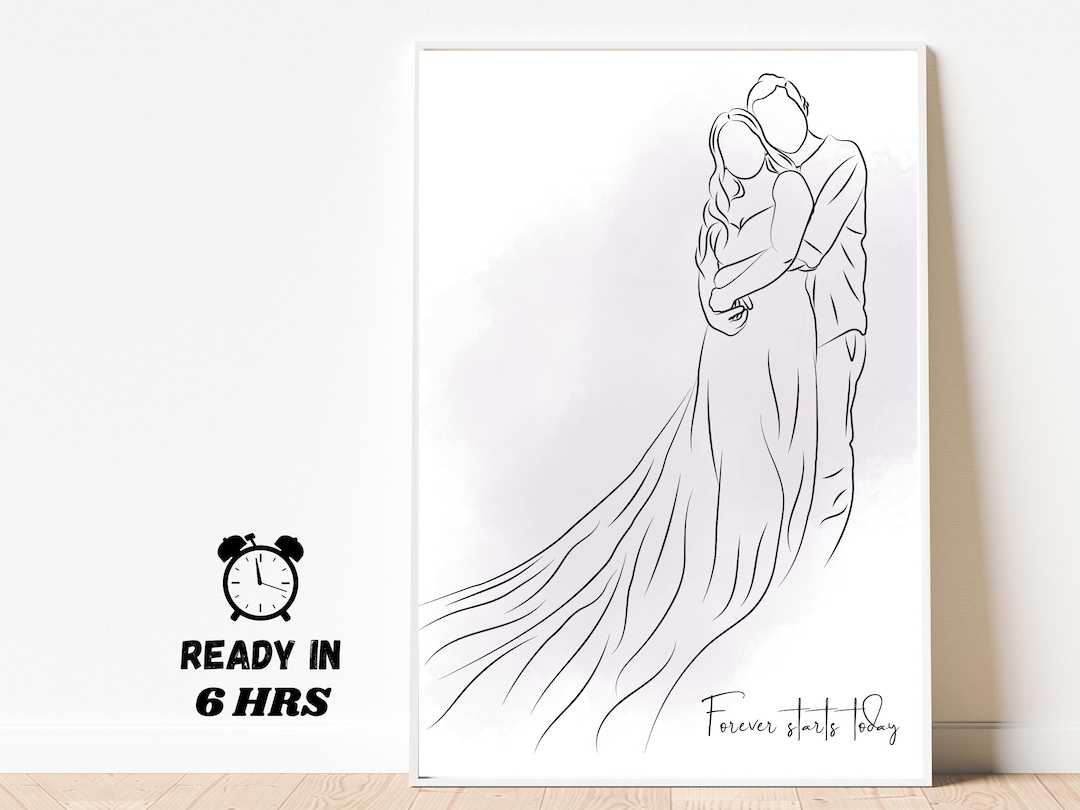 Custom One Line Drawing Faceless Portrait Personalized Couple Line Art ...