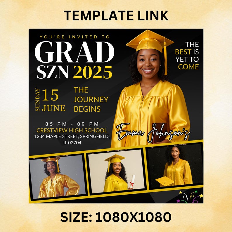 Graduate Flyer 2025 Canva Template, Graduation Party Flyer, Grad ...