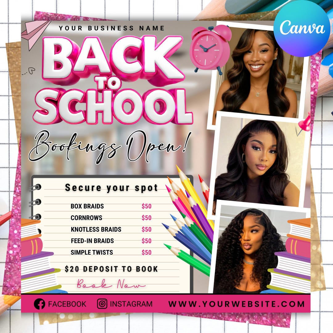 Back to School Flyer, Editable Template, Back to School Hair Flyer ...