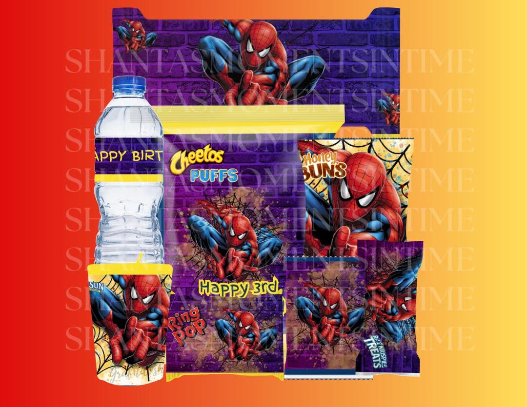 Boys Birthday Party Spider Man Instant Download Invitation, Chip Bag ...
