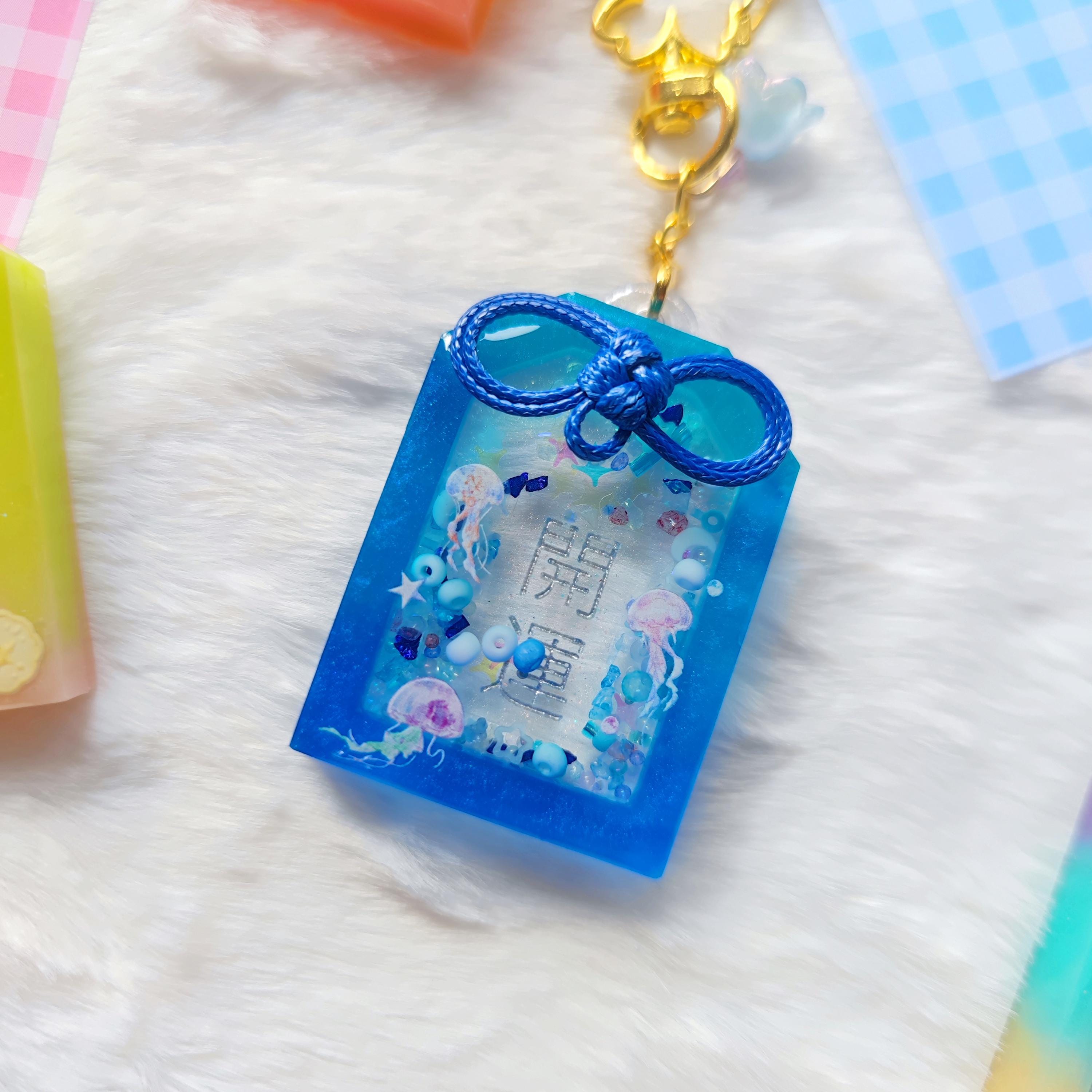 GOOD LUCK Omamori Lucky Japanese Keychain Resin Shaker Handmade ...