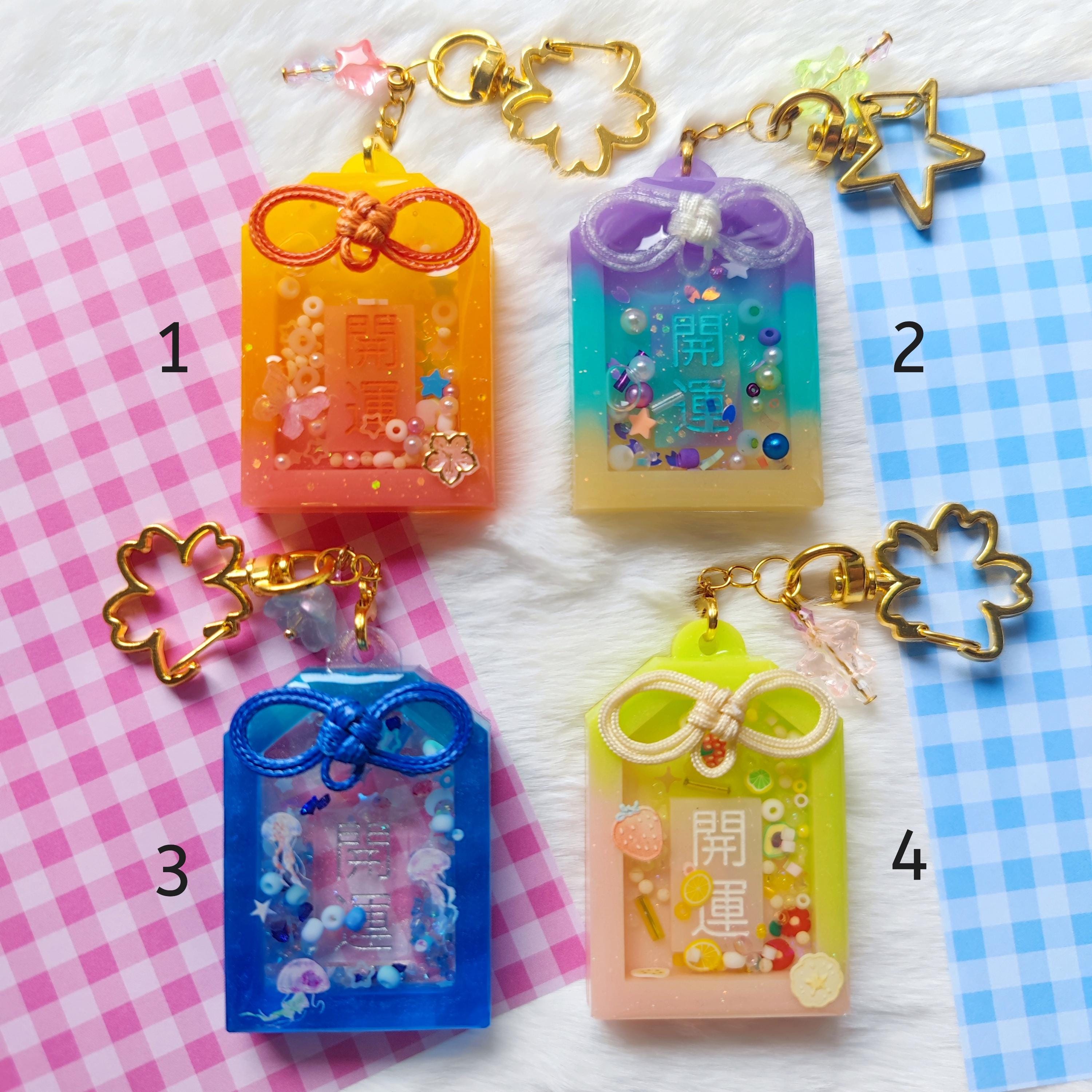 GOOD LUCK Omamori Lucky Japanese Keychain Resin Shaker Handmade ...