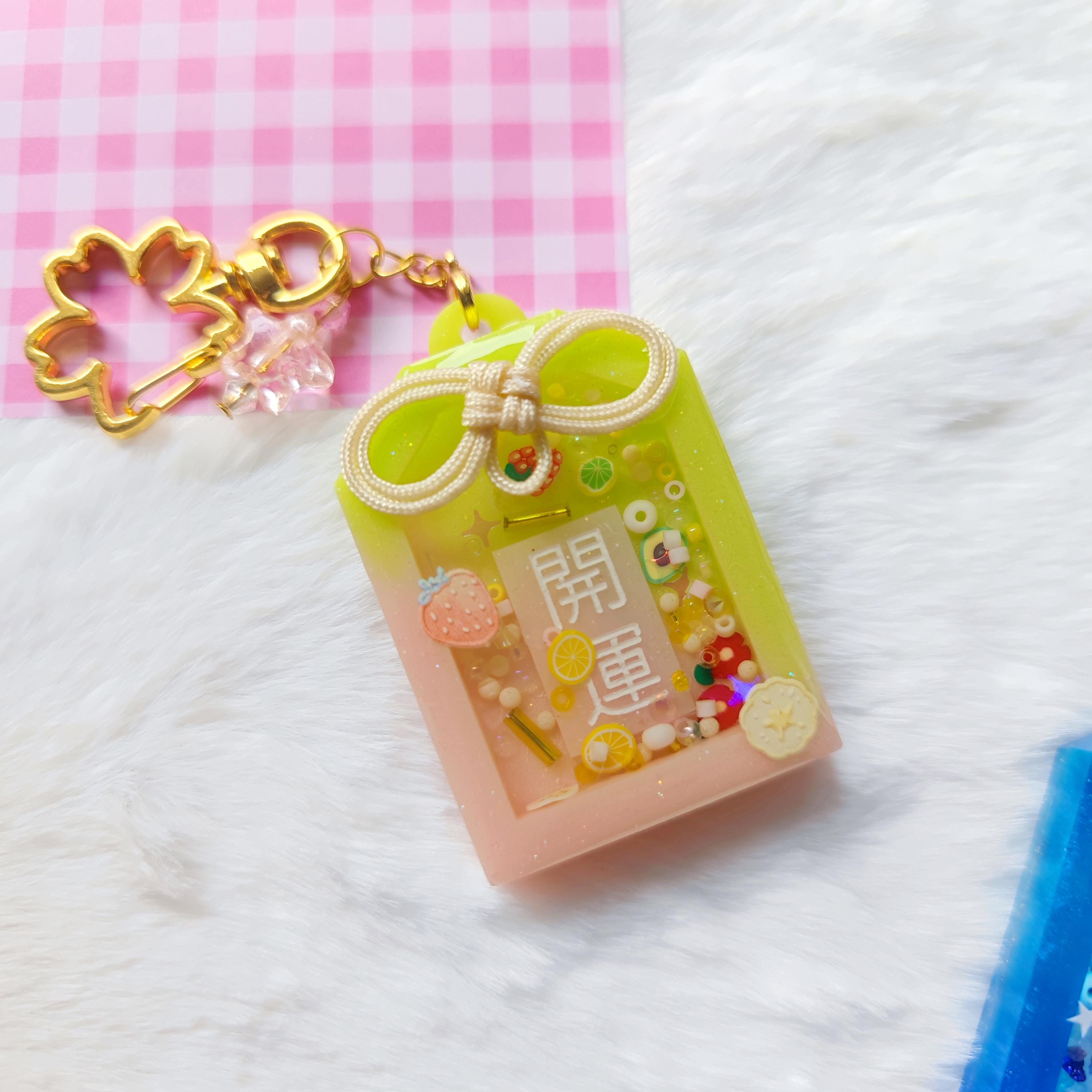 GOOD LUCK Omamori Lucky Japanese Keychain Resin Shaker Handmade ...