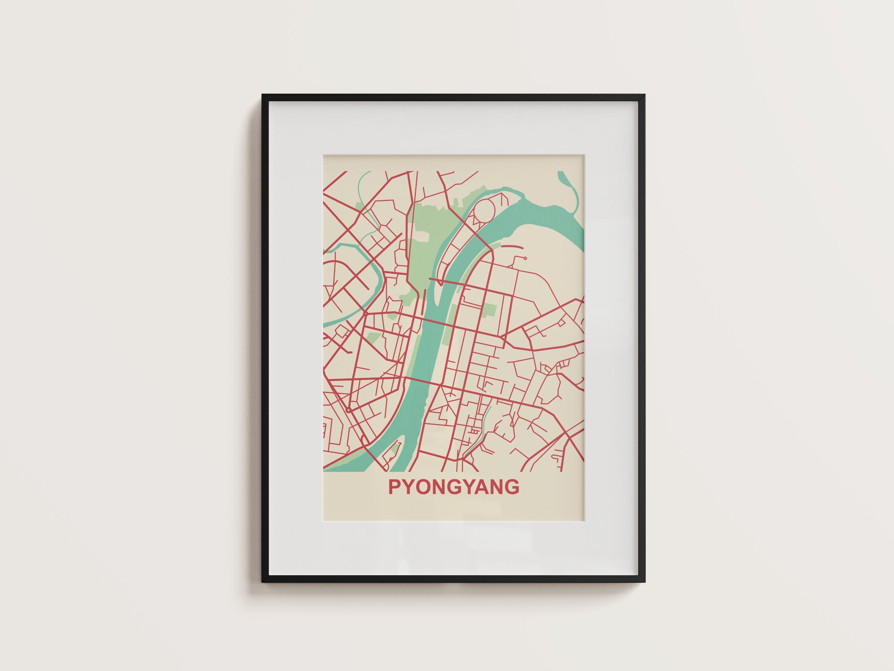 Pyongyang Map Poster Digital Print Wall Decor - Etsy
