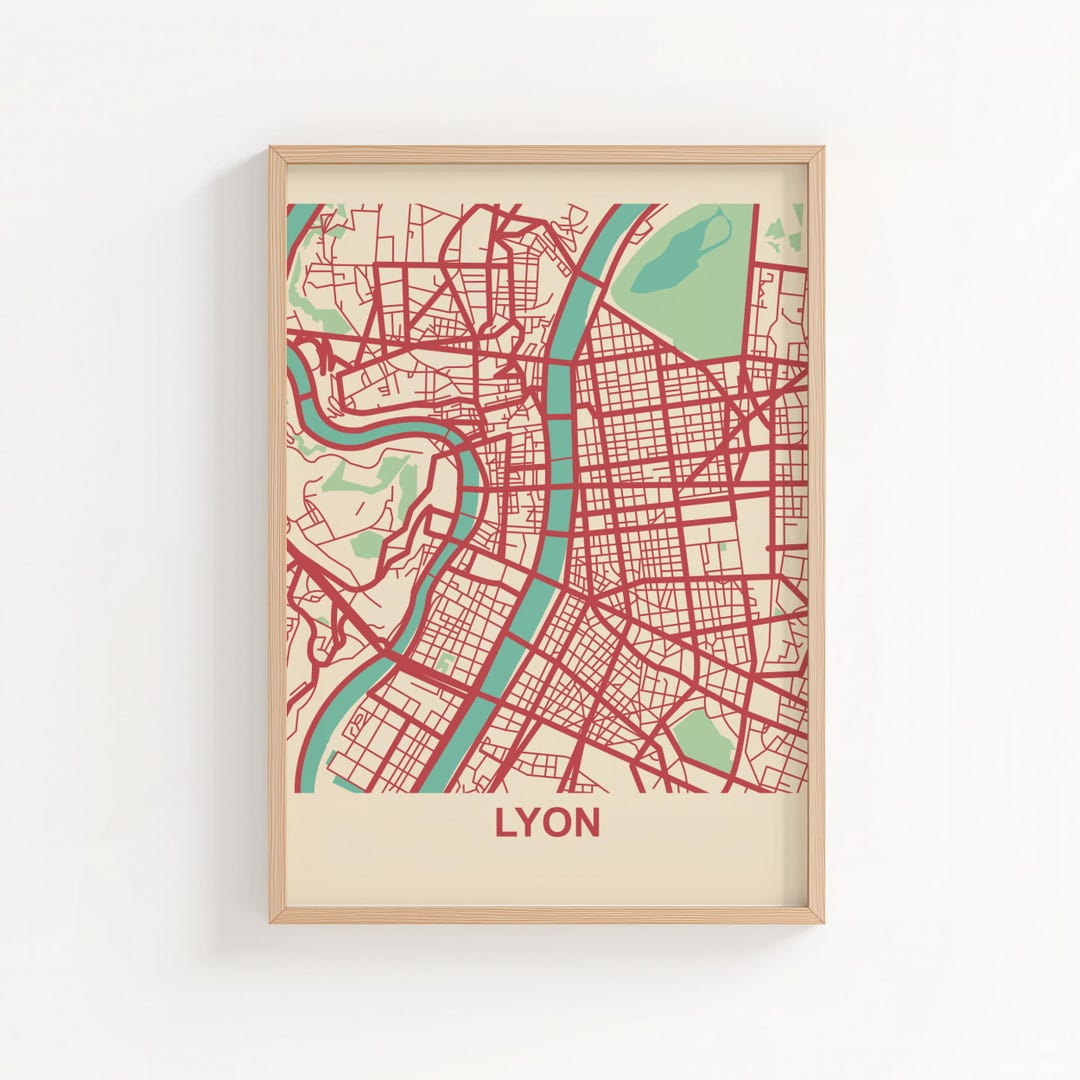Map of Lyon France Printable Wall Art Home Decor - Etsy
