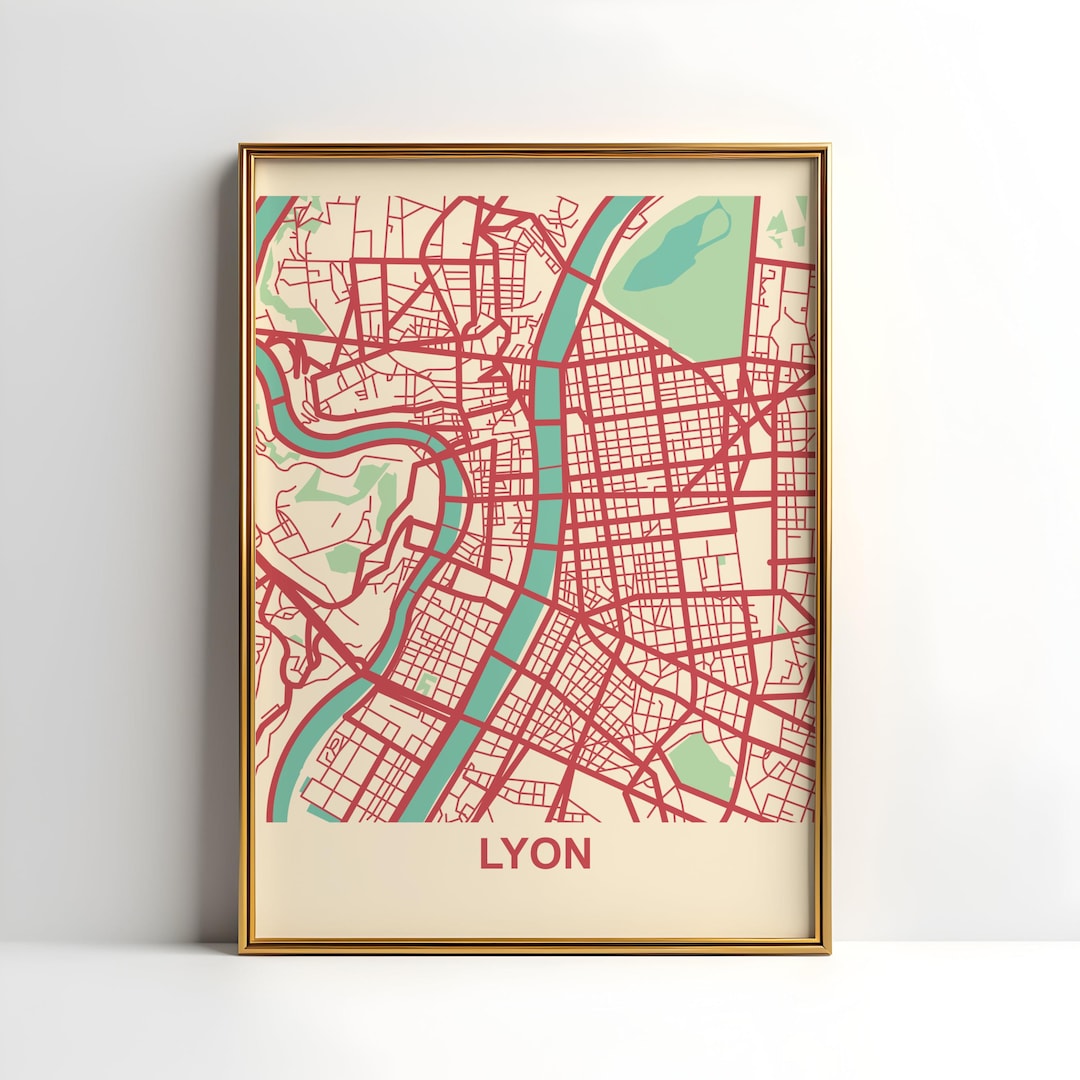 Lyon Map Print for Wall Decor, Printable Lyon Gift Map - Etsy