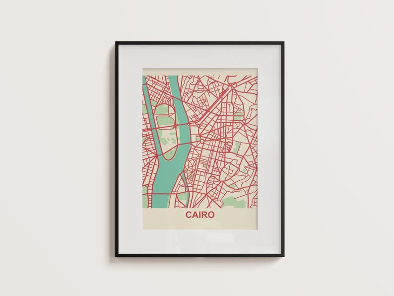 Cairo Map Printable Poster Egypt City Home Decor - Etsy