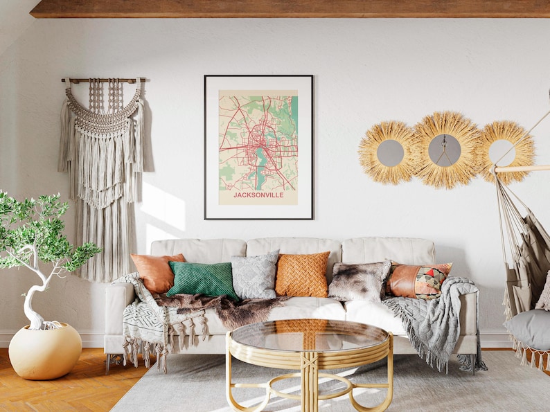 Jacksonville Map Digital Download Print Florida United States City Home ...