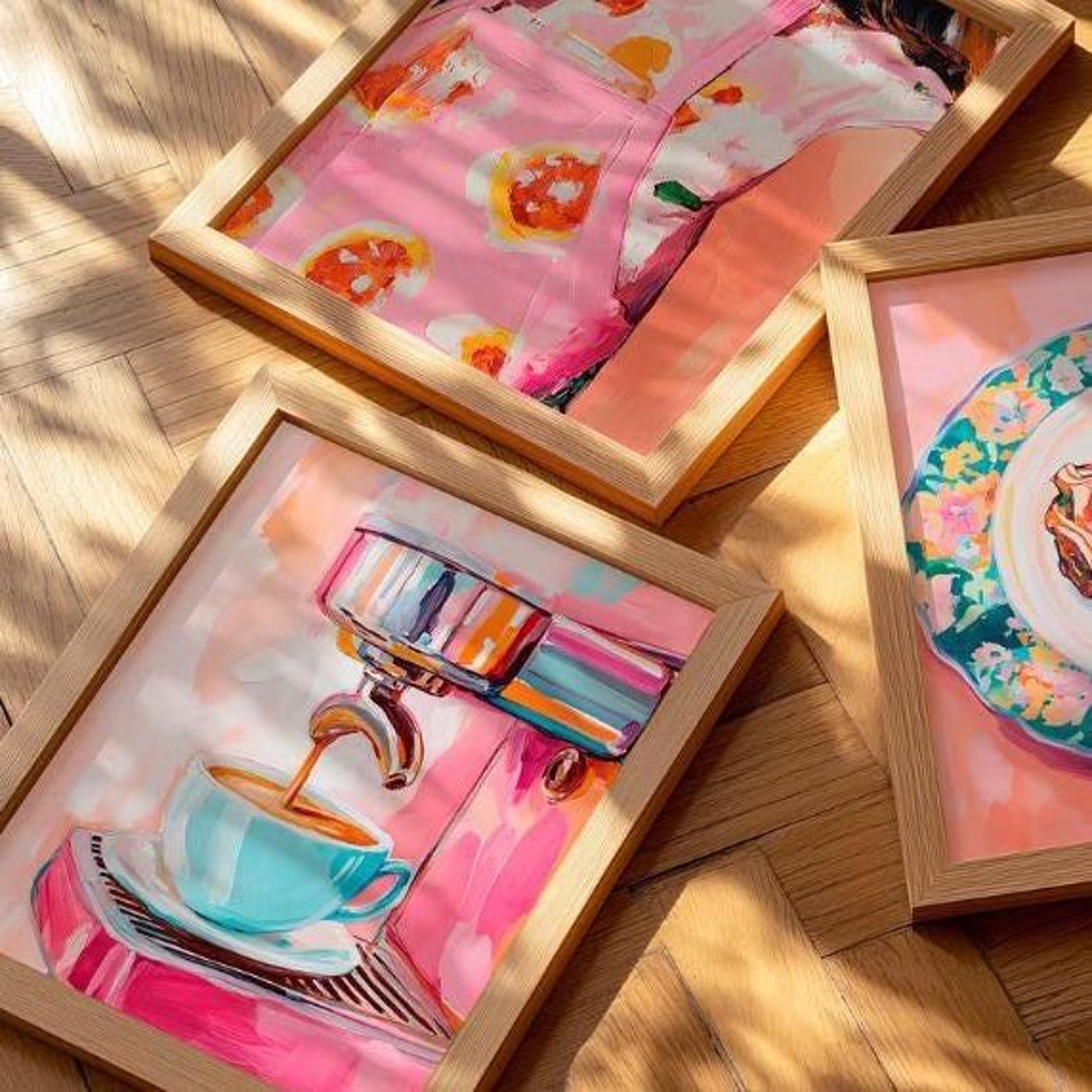 Coffee Pour Wall Art Print | Feminine Pink Kitchen Poster | Fun Cafe ...
