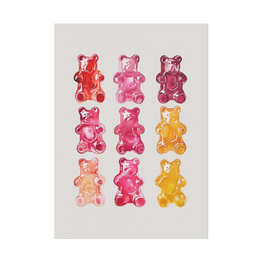 Watercolour Gummy Bears - Poster Print - Etsy