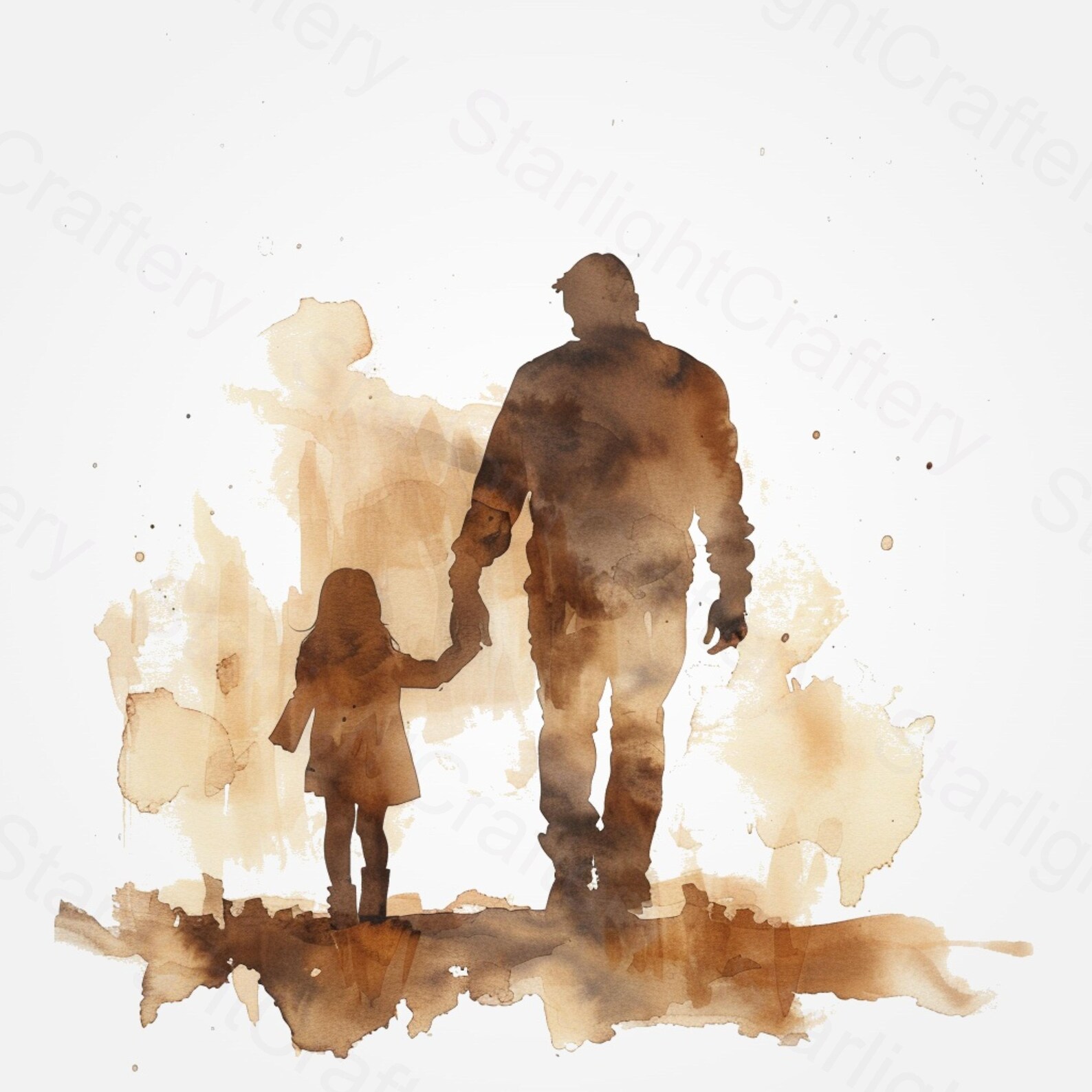 16 Watercolor Father’s Day Clipart, Dad and Child Silhouette Bundle ...