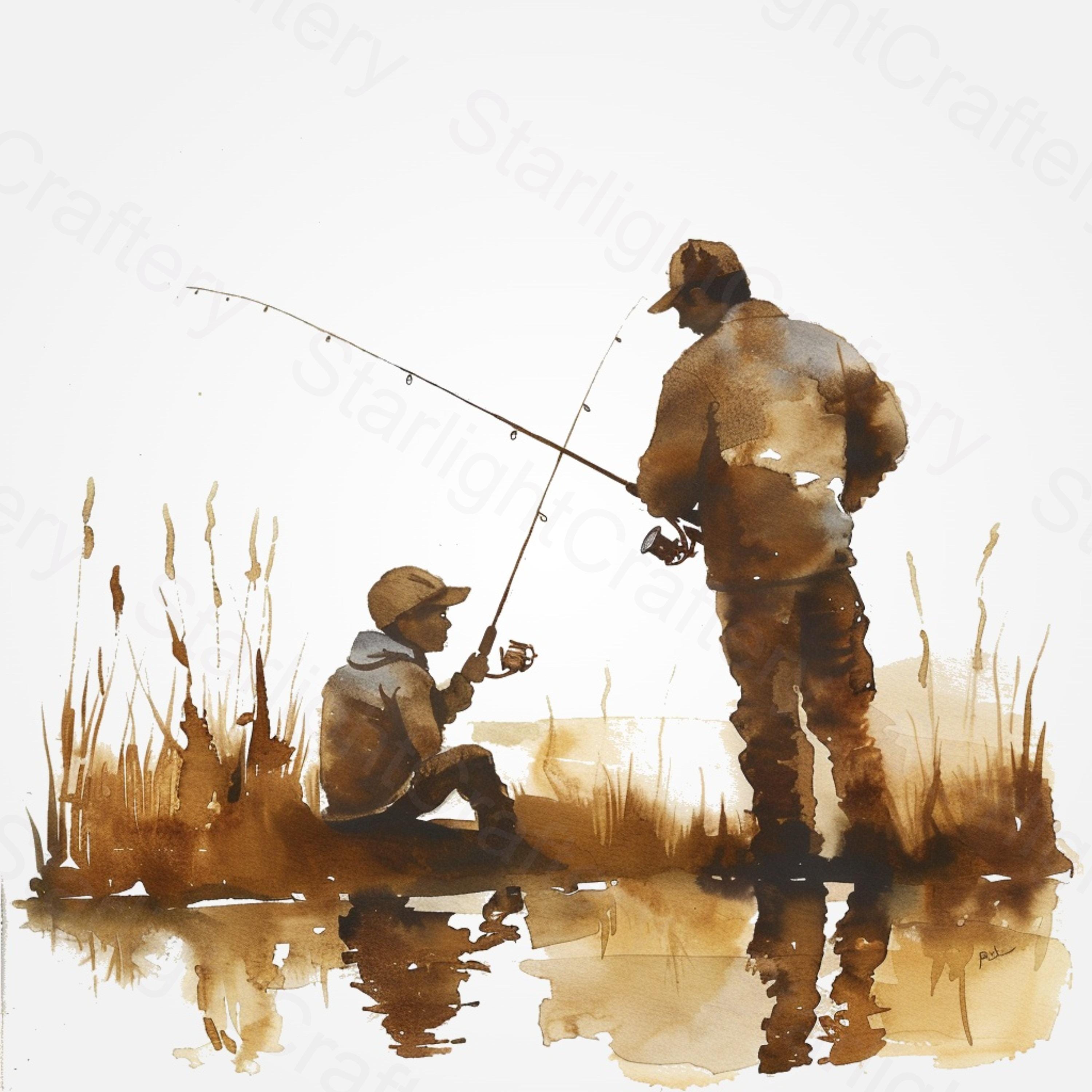 16 Watercolor Father’s Day Clipart, Dad and Child Silhouette Bundle ...