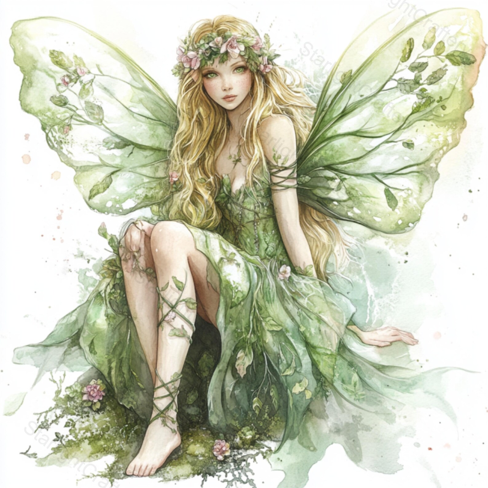 12 Forest Fairy Clipart | Green Fairy | Watercolor Fantasy Clipart | Digital Download for ...