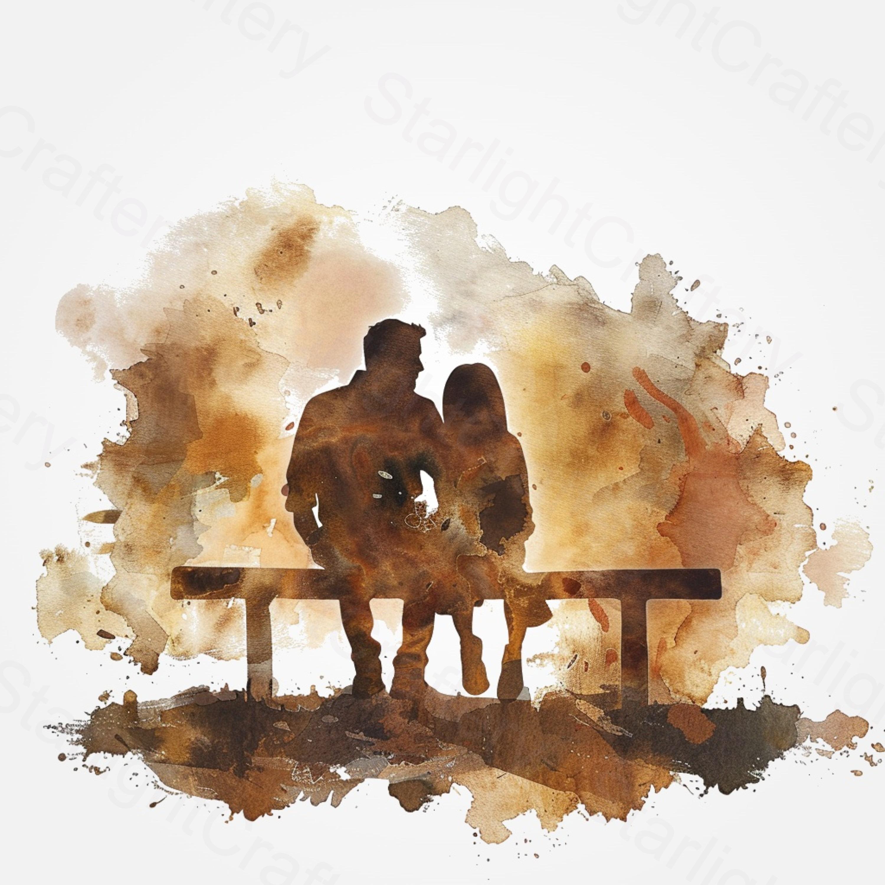 16 Watercolor Father’s Day Clipart, Dad and Child Silhouette Bundle ...