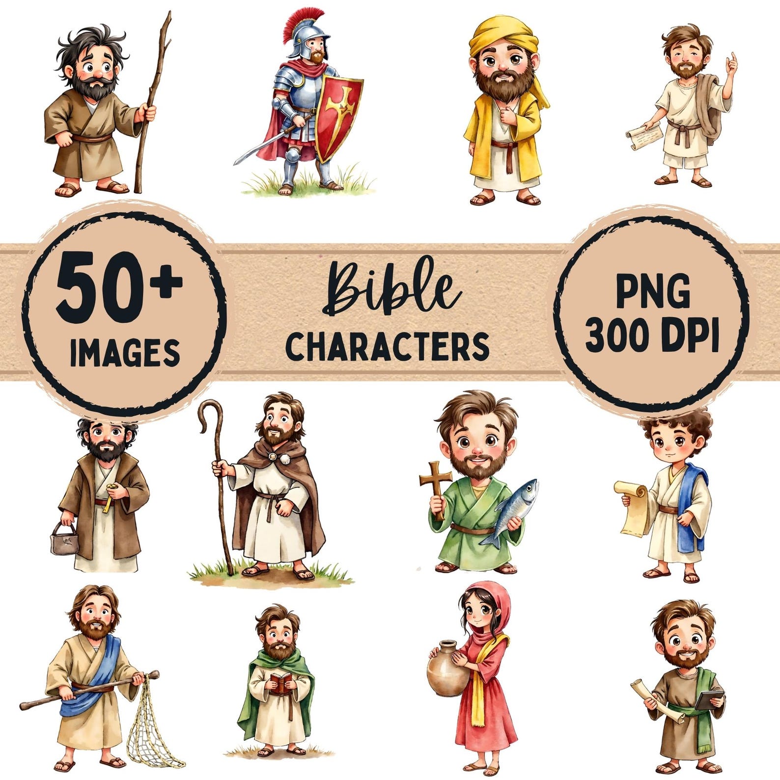 Bible Characters Clipart – 50+ PNG Illustrations, Christian Religious ...