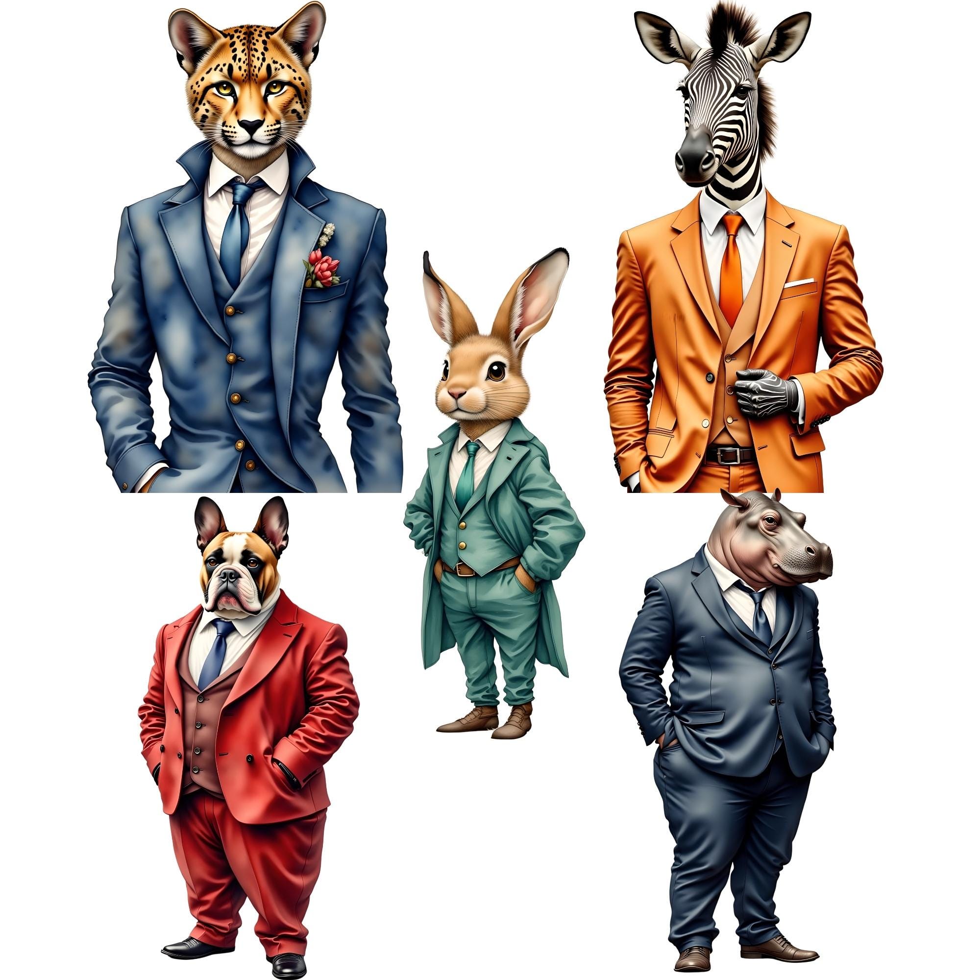 Animals in Suit, Stylish Dapper Animals Dressed in Fashionable Suits ...