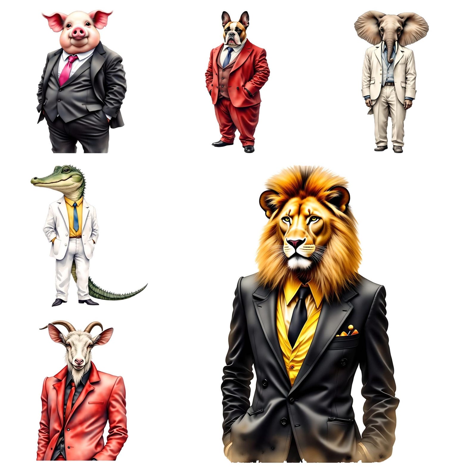 Animals in Suit, Stylish Dapper Animals Dressed in Fashionable Suits ...
