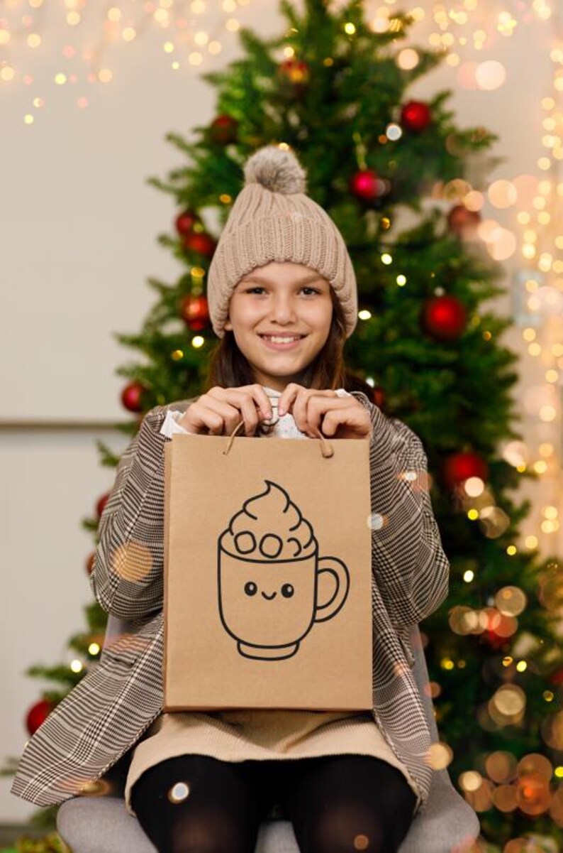 Christmas Hot Chocolate Mug Outline SVG PNG: Cricut Cut Files (digital ...