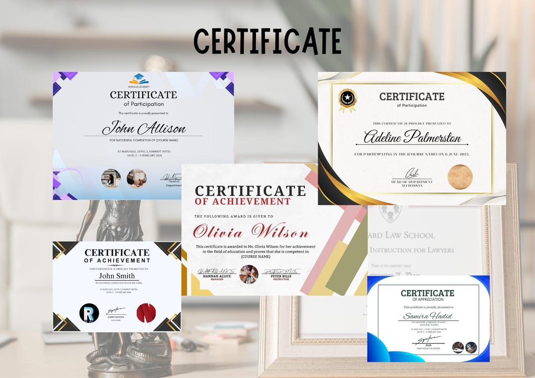 Template Certificate | Achievement | Contribution | Ready to Use - Etsy