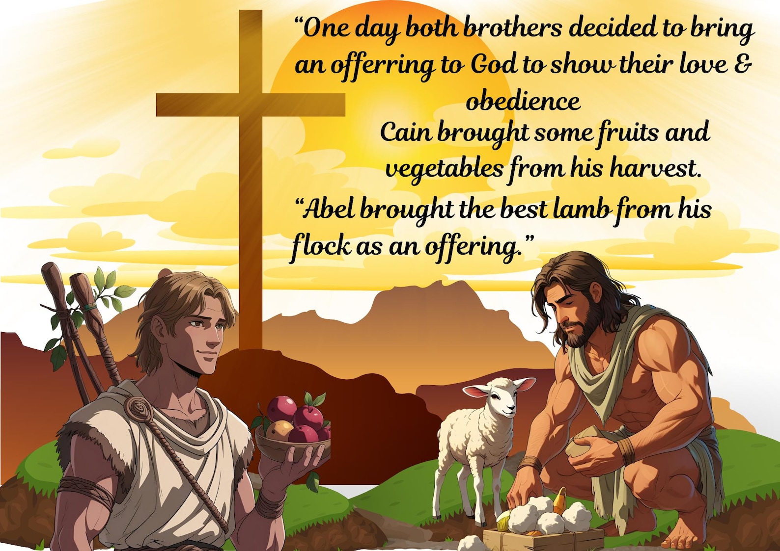 Cain and Abel Kids' Bible Story Ebook: Colorful Illustrations (PLR ...