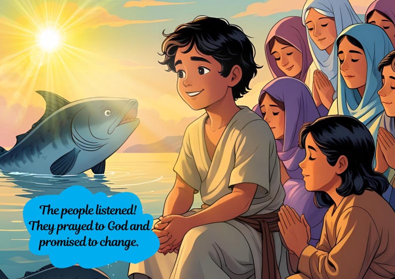 Jonah and the Big Fish Kids Ebook: Bible Story (digital Download) - Etsy