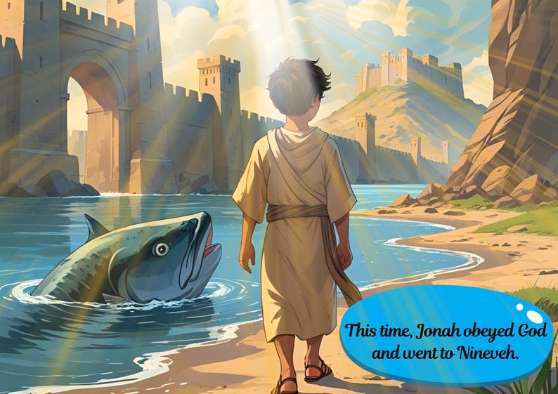 Jonah and the Big Fish Kids Ebook: Bible Story (digital Download) - Etsy