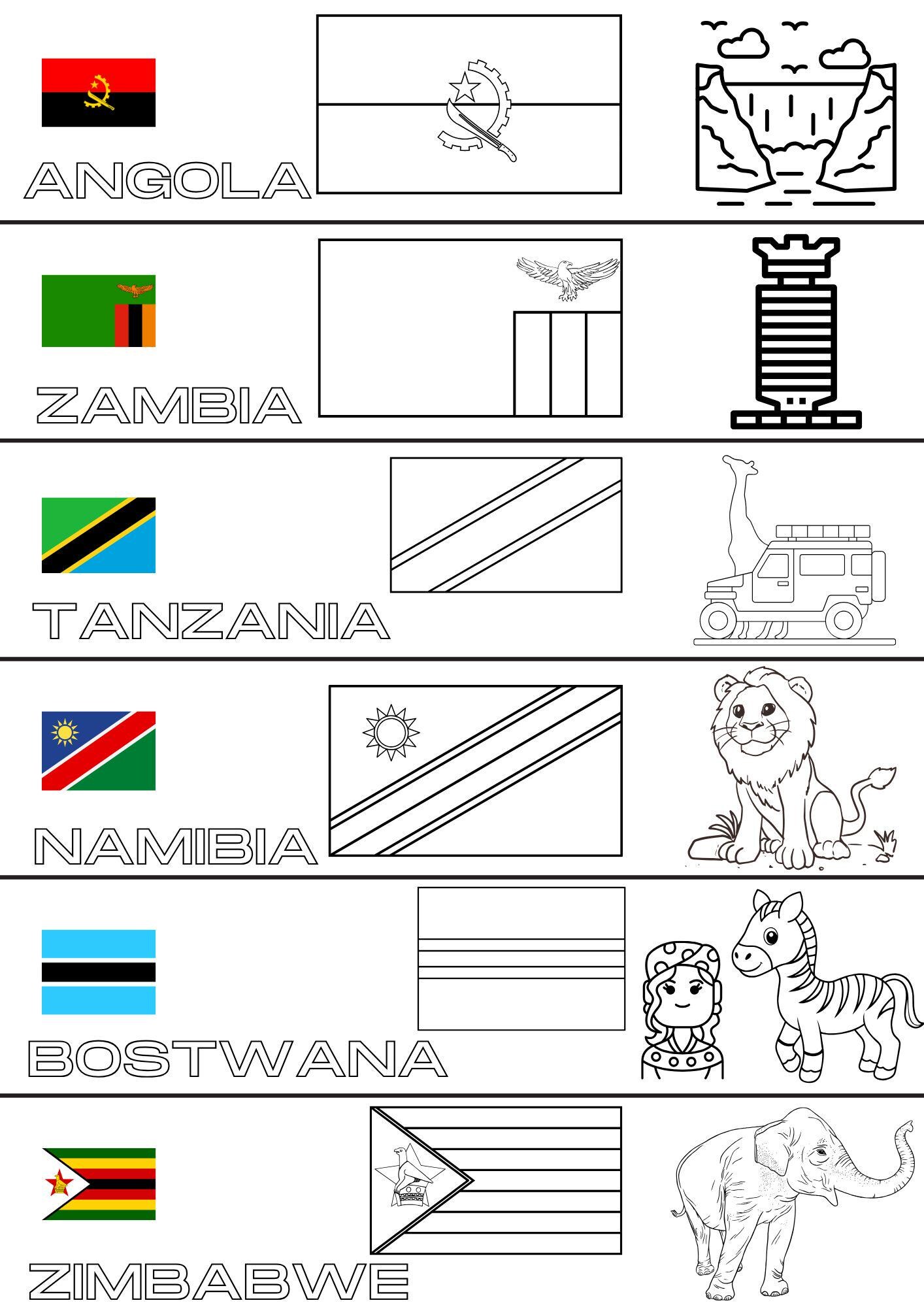 Africa Country Flag Coloring Template - Etsy