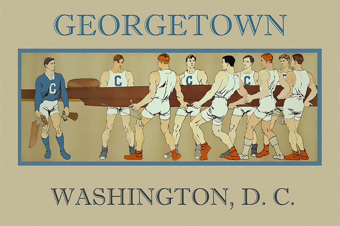 Georgetown University Rowing Crew Poster – Vintage Crew Sport Print ...