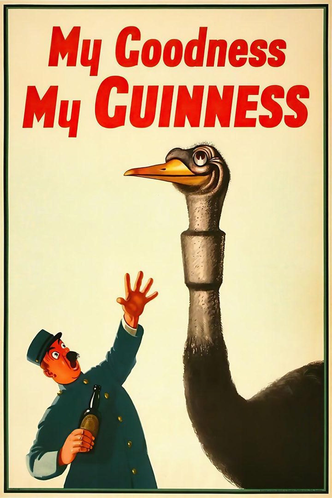 My Goodness My Guinness Ostrich Poster – Vintage Beer Advertising Print ...
