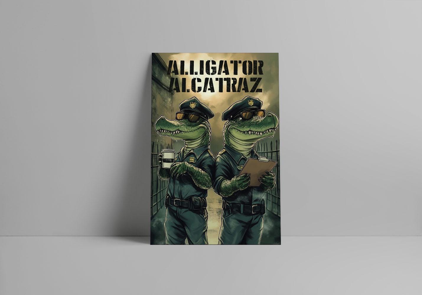 Alligator Alcatraz Poster – Funny Crocodile Art, Prison Humor Wall ...