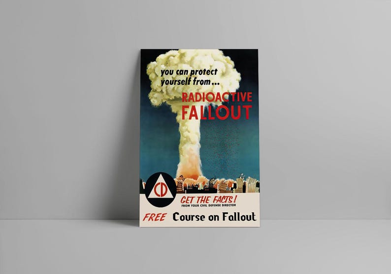 Radioactive Fallout Poster | Atom Bomb Civil Defense Art | Vintage USA ...