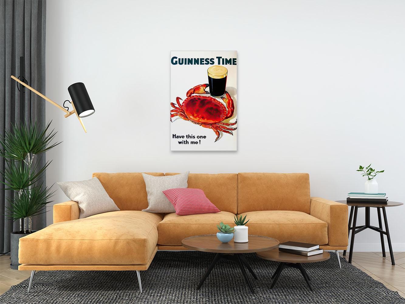 Guinness Time Crab Poster – Vintage Beer Ad Print, Seafood Kitchen Wall ...