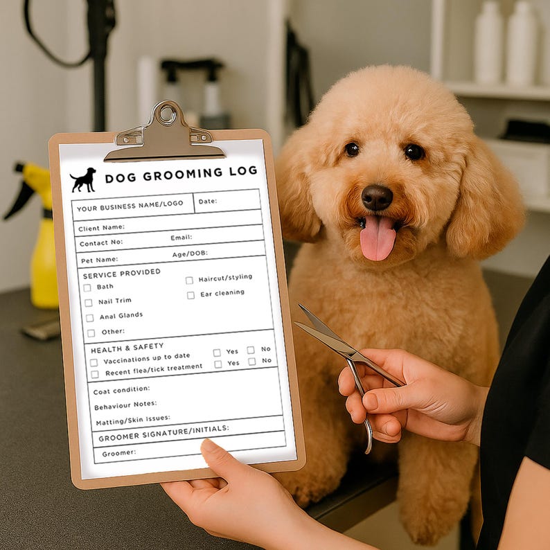 Dog Grooming Log | Mobile Groomer Planner | Printable Pet Client Record ...