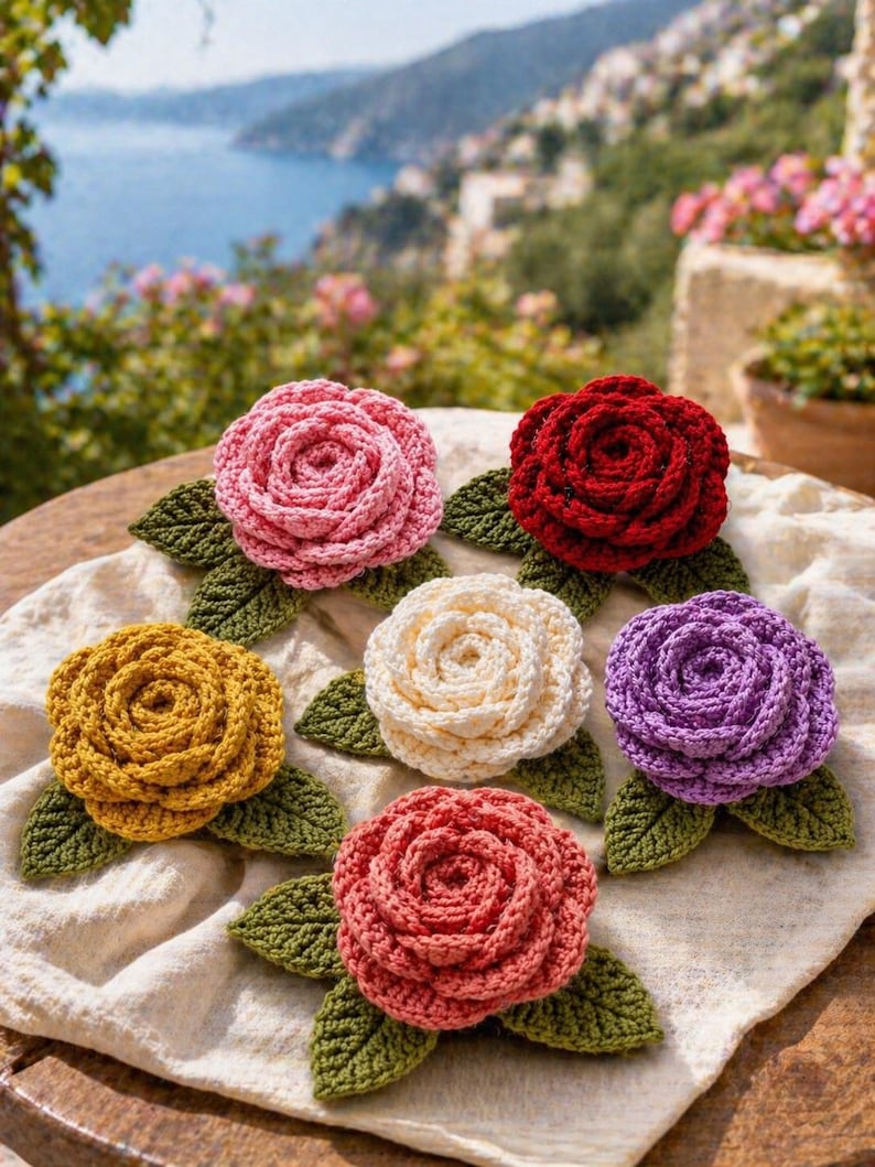 Realistic Crochet Rose Pattern, Applique Tutorial, Handmade Flower PDF ...