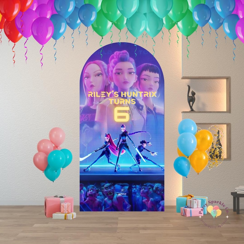 Huntrix Birthday Arch Backdrop | Kpop Demon Hunter Party Decoration ...