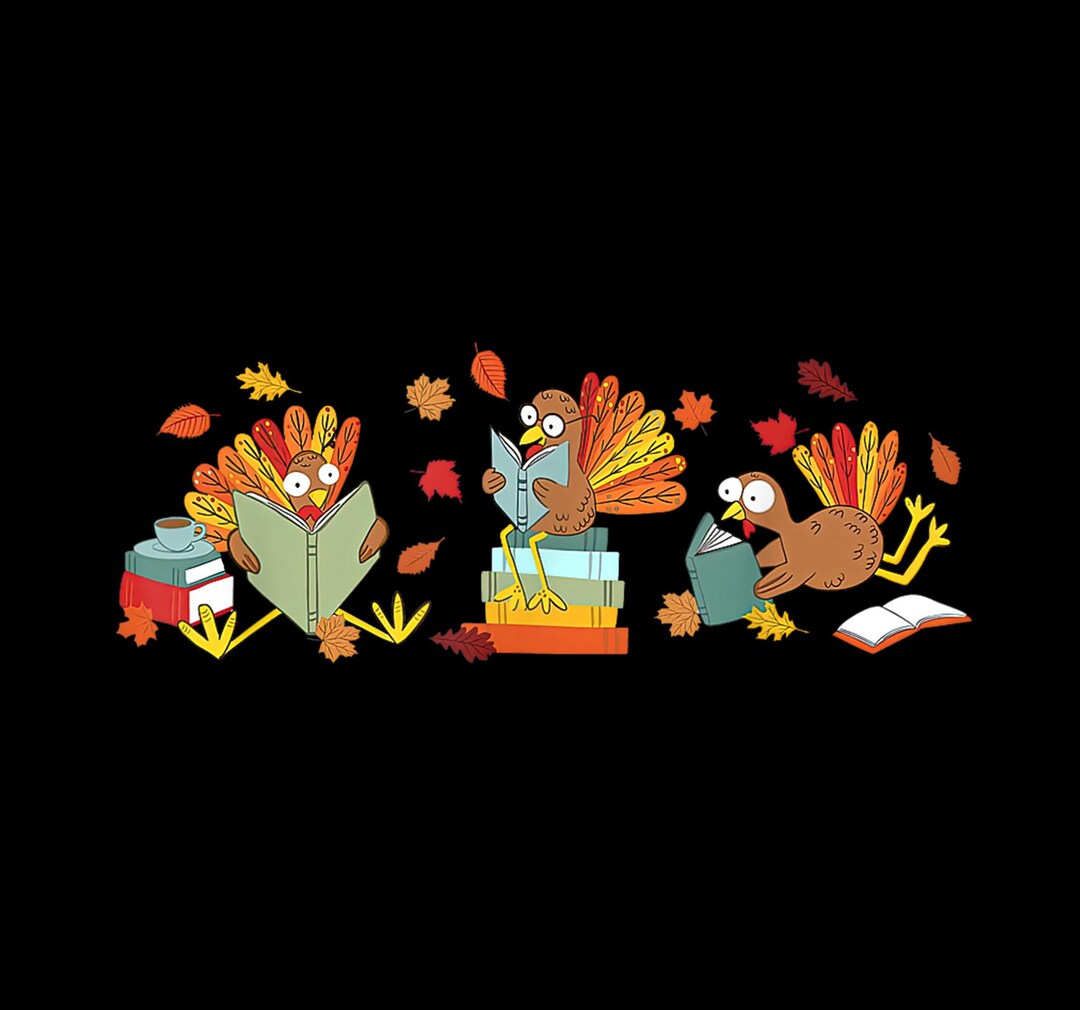 Smart Turkey Fall Reading Club PNG, Funny Thanksgiving Book Lover ...