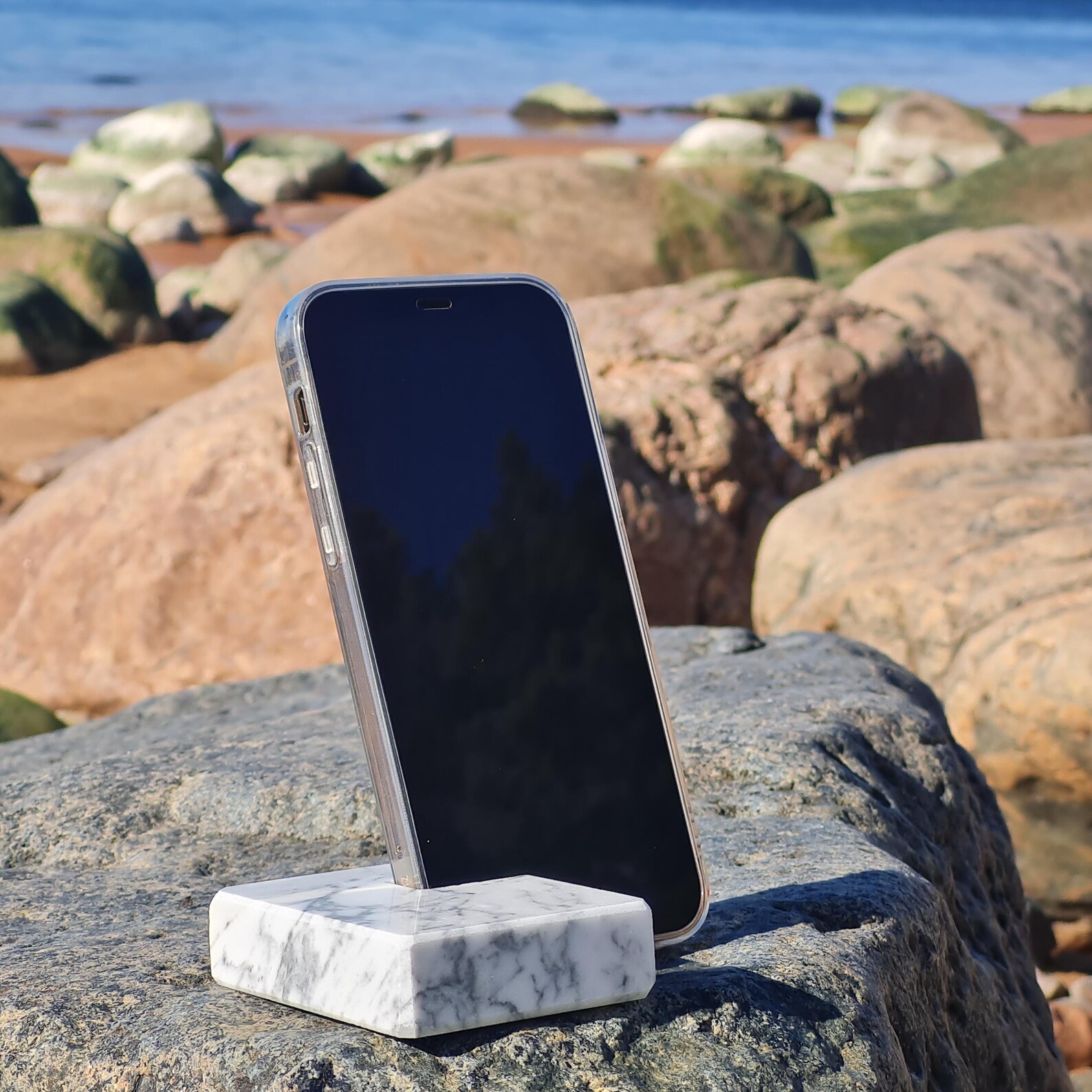 Marble Phone Stand | Elegant Phone Holder for Desk | Minimalist Tech ...
