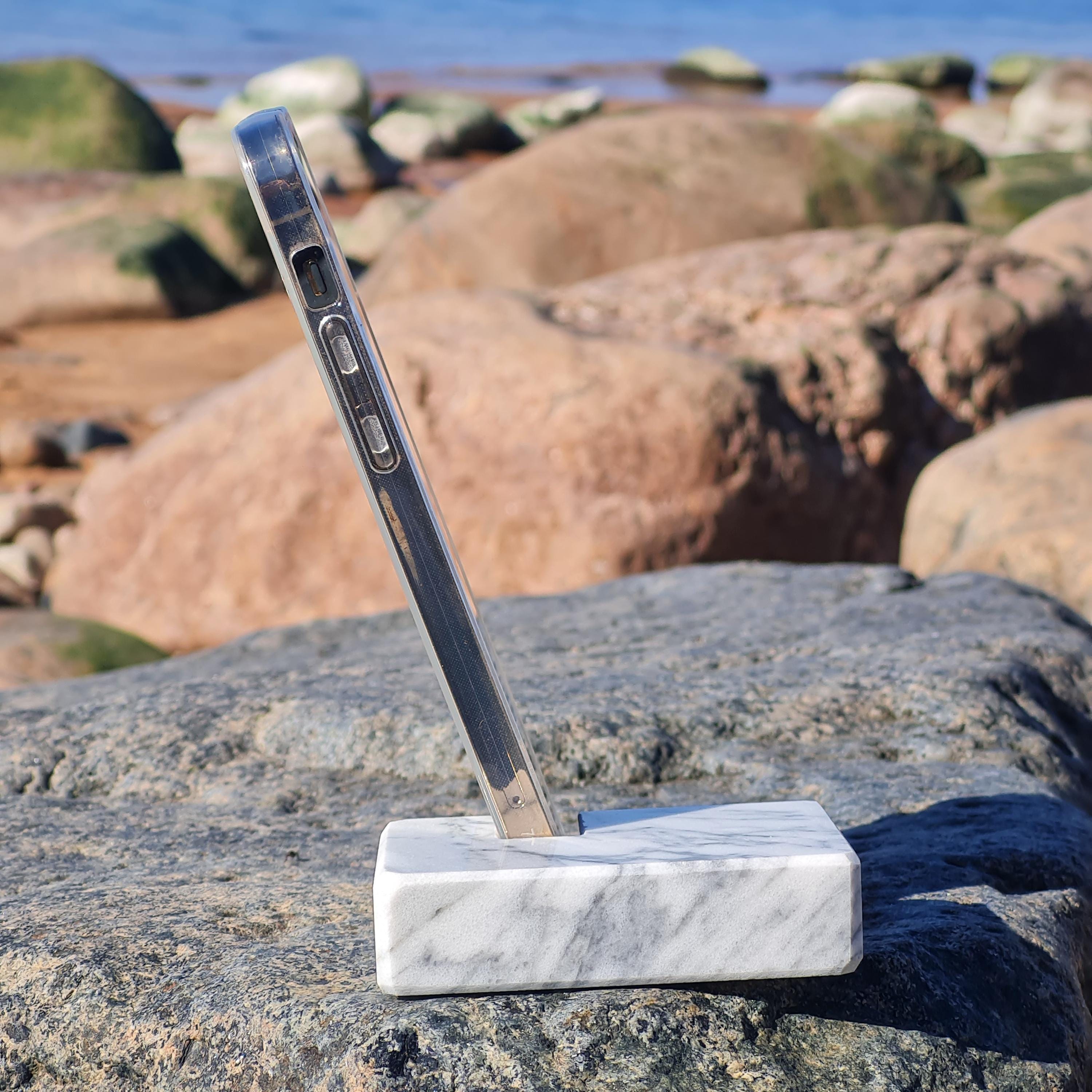 Marble Phone Stand | Elegant Phone Holder for Desk | Minimalist Tech ...