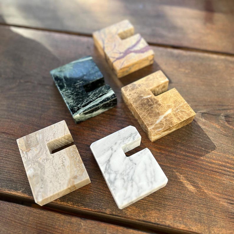 Solid Marble Phone Stand – Minimalist Desk Accessory | Handmade Stone ...