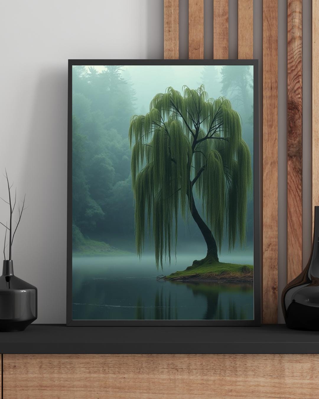 Misty Willow Tree Digital Download-moody Nature Wall Art for Living ...